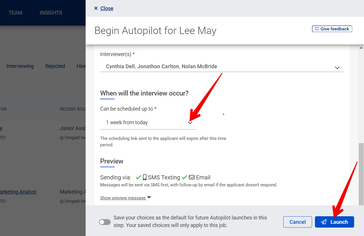 Scheduling interviews using Autopilot